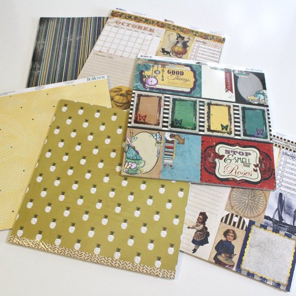 Office | Scrapbook Cardstock Paper 12 X 12 Huge Lot 8 Sheets | Poshmark